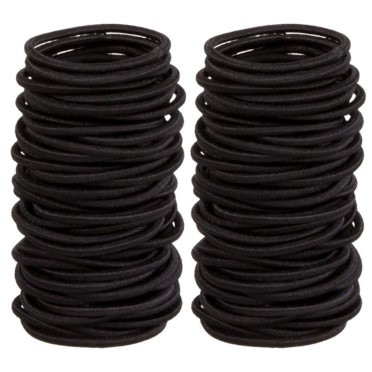 300 Pieces Black No Crease Girls Hair Ties, Hair Bands ,Bulk Elastics Ponytail Holders Ties for Thick Heavy and Curly Hair
