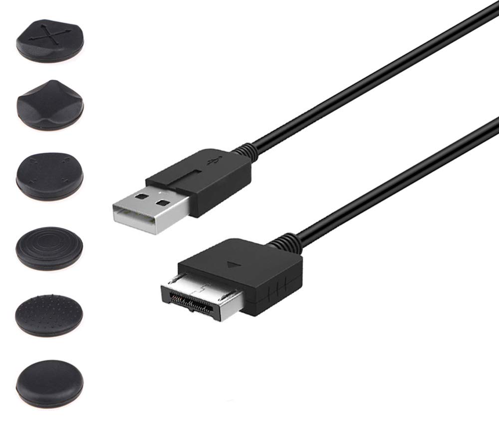 BATSOEASY 3.9ft USB Charger Cable Compatible with PS Vita, Charging Cable Data Cord Compatible with PlayStation Vita 1000 PSV with 6pcs Thumb Grip Caps (Only Compatible with PS Vita 1000 Models)