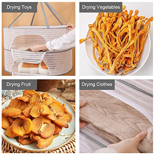Bakidn Herb Drying Rack 3 Layer Hanging Mesh Net for Plants Hanging Drying Fish Net Foldable Hanging Mesh Dryer for Buds, Fruits, Hydroponics Flowers, Vegetables, Fish, or Clothes, Doll