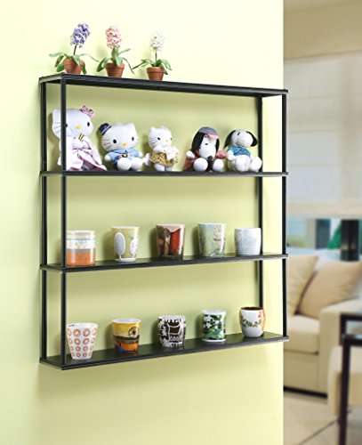 Mango Steam Wall-Mounted Steel Shelving Unit for Kitchen, Storage or Display Use -36 H x 36 W x 6 D Inches- Black -