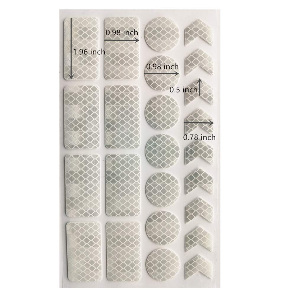 42Pcs Reflective Stickers, Reflective Helmet Bicycle Stickers, Reflective Decals, BikeReflective Tape, NightSafety StickersforBicycle, Wheelchairs, Motorbike, Helmet, Scooter (White)