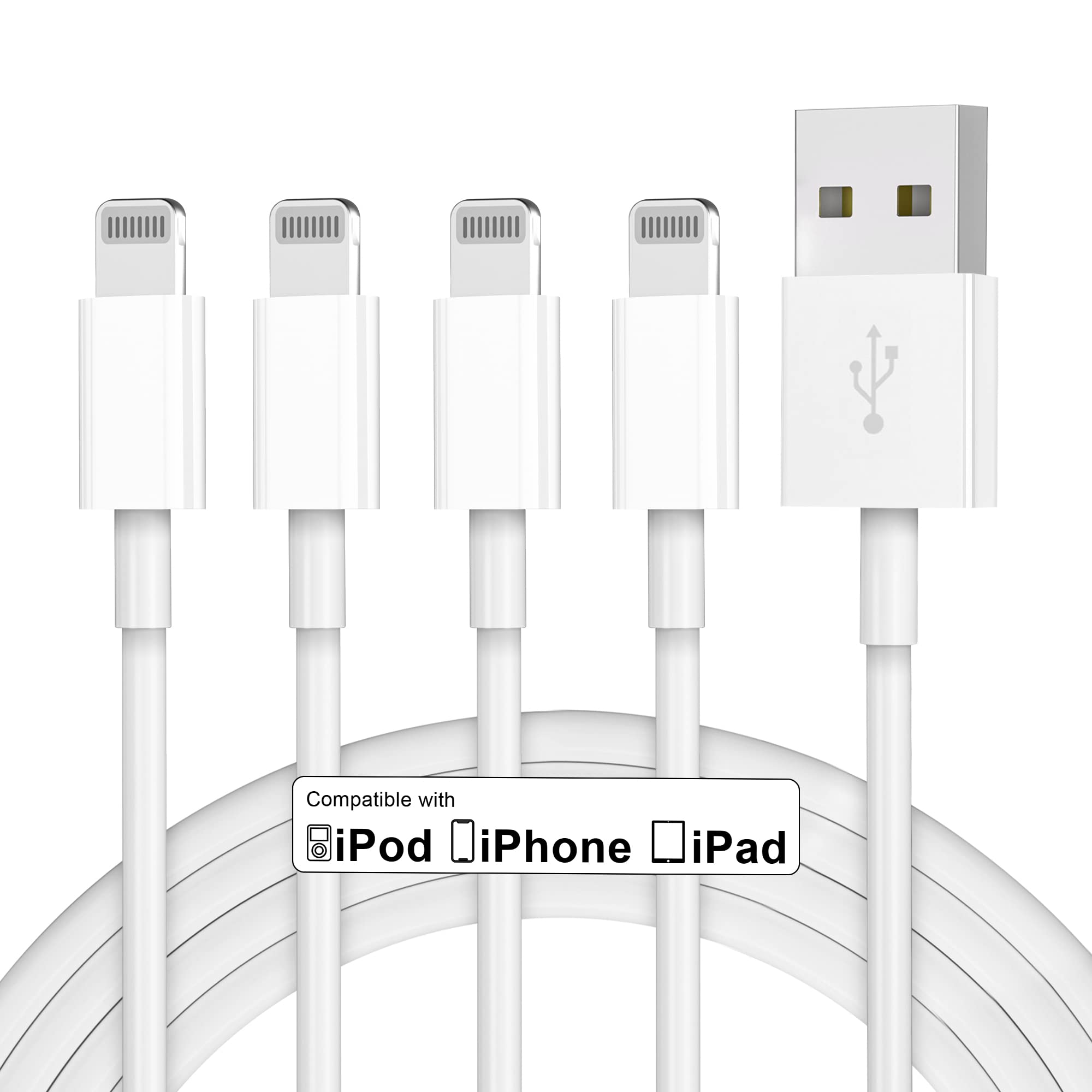 4Pack Apple MFi Certified iPhone Charger Cord 6ft,Apple Lightning to USB Cable, 6 Feet Long Apple Fast Charging for iPhone 13/12/11/11Pro/11Max/ X/XS/XR/XS Max/8/7/6