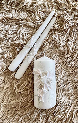 Magik Life Unity Candle Set for Wedding - Wedding Accessories for Reception and Ceremony - Candle Sets - 6 Inch Pillar and 2 10 Inch Tapers - Decorative Pillars White