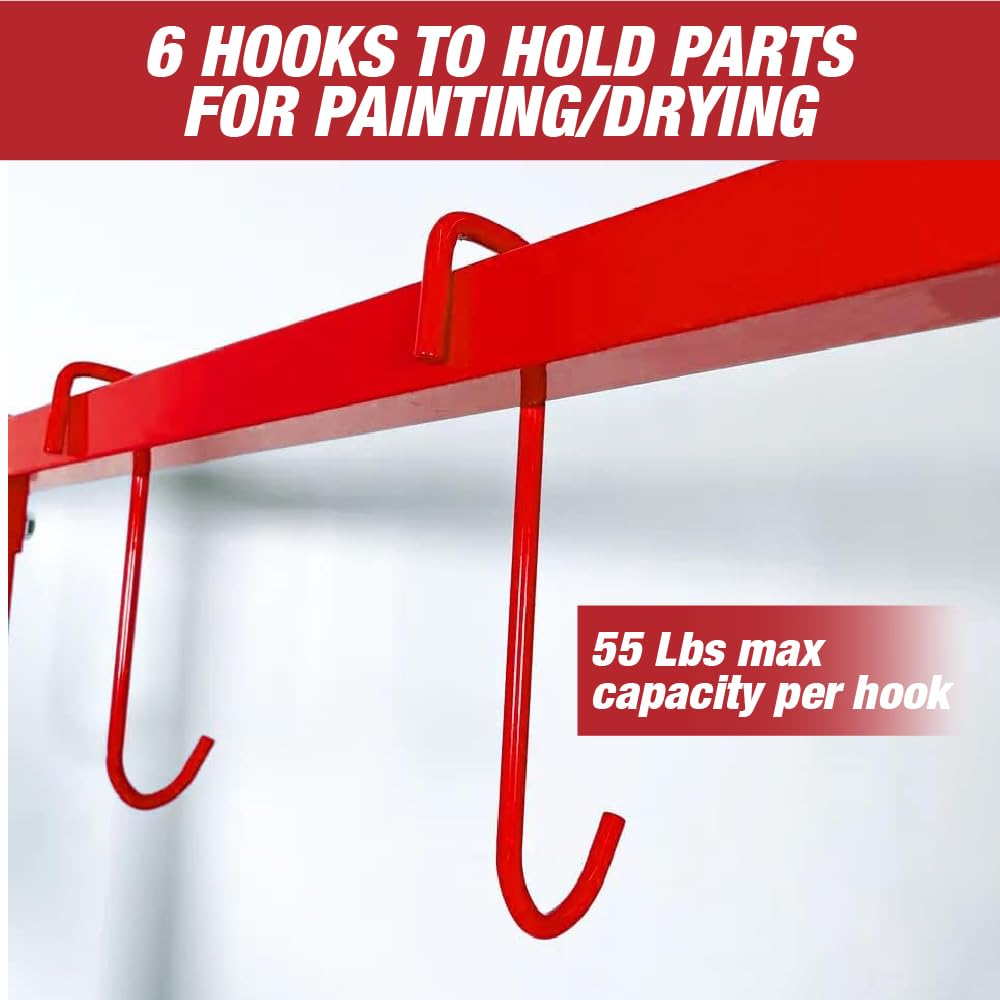 Lauco Adjustable Height Painting Hanger Rack - ﻿Extendable 4FT to 6FT Painting Rack - Paint Hanger Hooks with Swivel Locking Wheels