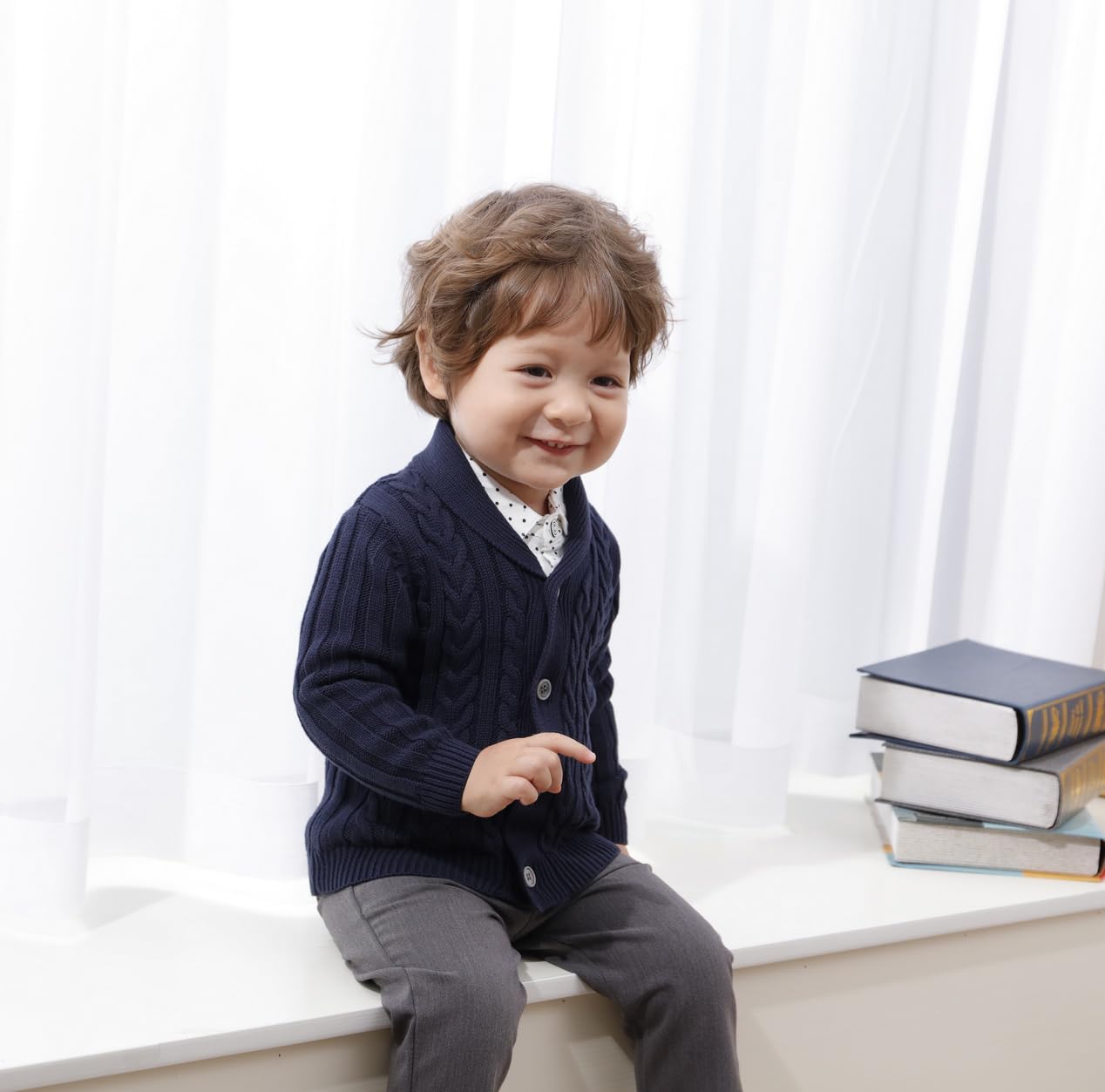 Feidoog Infant Baby Boys Cardigan Crochet Sweater V-Neck,Toddler Knit Button up Knitted Pattern Pullover Sweatshirt,Blue,6-12M