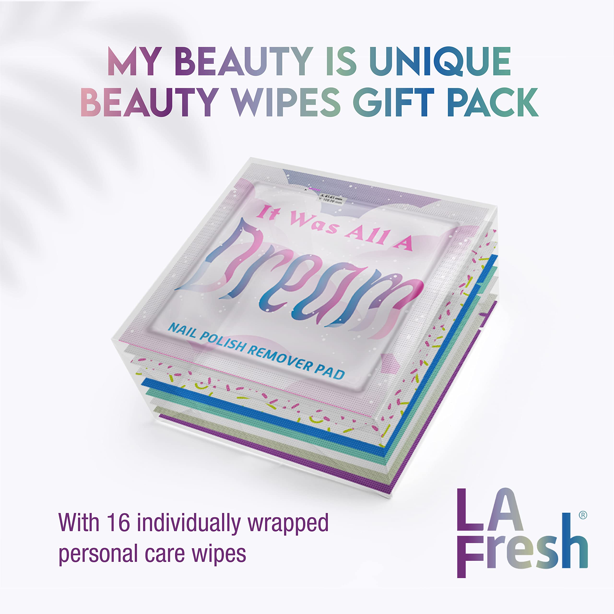 La Fresh My Beauty Is Unique Beauty Wipes Gift Pack - Contains 16 Individually Wrapped Wet Wipes Variety For Personal Care and Travel Essentials