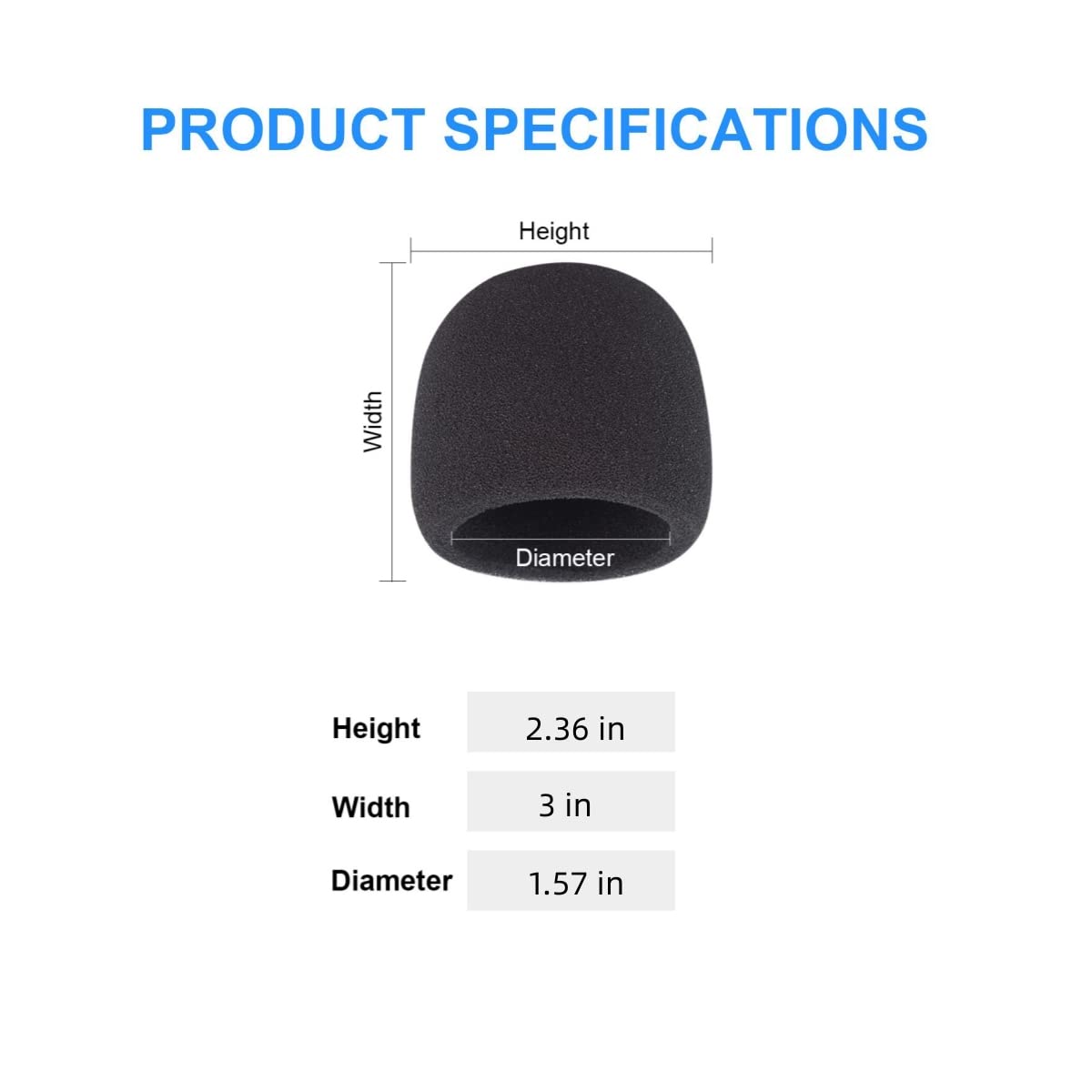 5 Pack Foam Mic Cover Handheld Microphone Windscreen (Black)