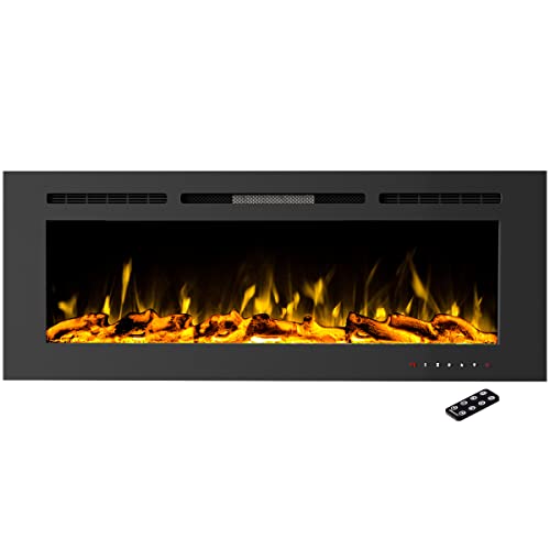 60” Electric Fireplace-Front Vent, Wall Mount or Recessed-3 Color LED Flame, 10 Fuel Bed Colors & 3 Media-Touch Screen & Remote Control by Lavish Home
