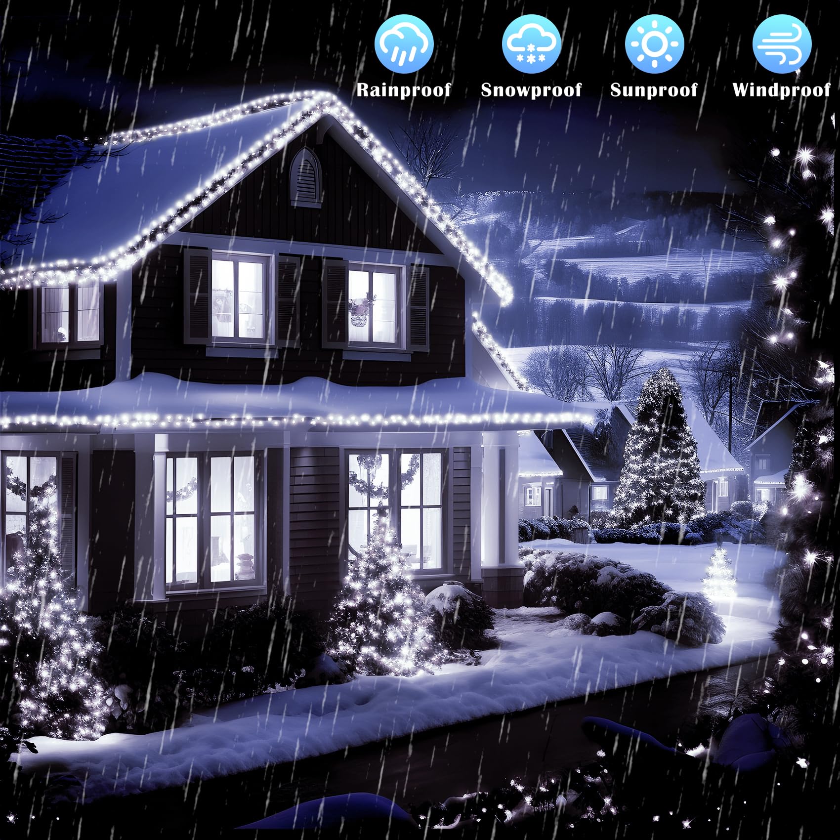 500FT Christmas Lights Outdoor 1400 LED Waterproof Christmas Tree Decorations Lights with 8 Modes Plug in Waterproof Timer Memory Function LED Christmas Lights for Xmas Yard Garden Party (Cool White)