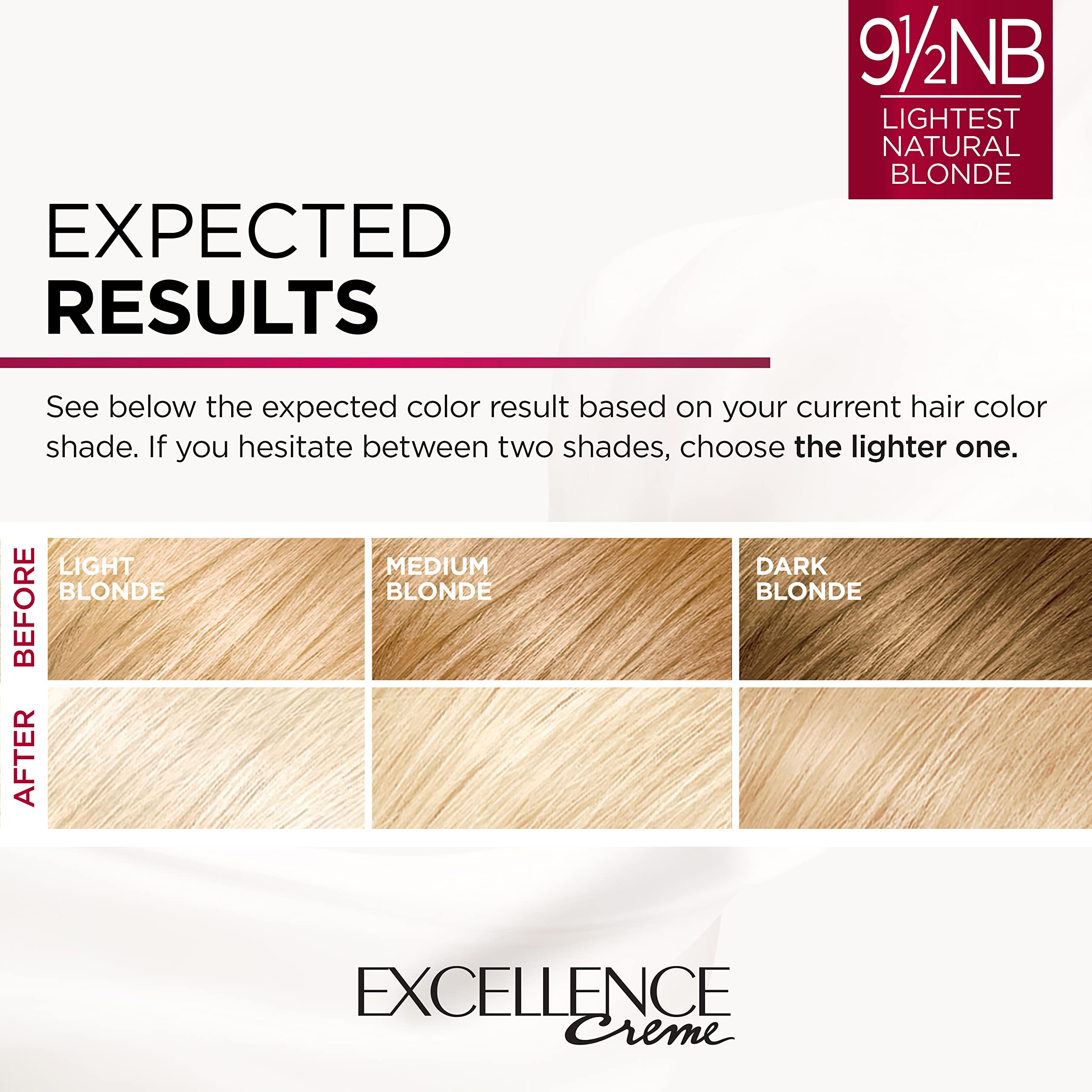 L’Oréal Paris Excellence Creme Permanent Hair Color, 9.5NB Lightest Natural Blonde, 100 percent Gray Coverage Hair Dye, Pack of 2