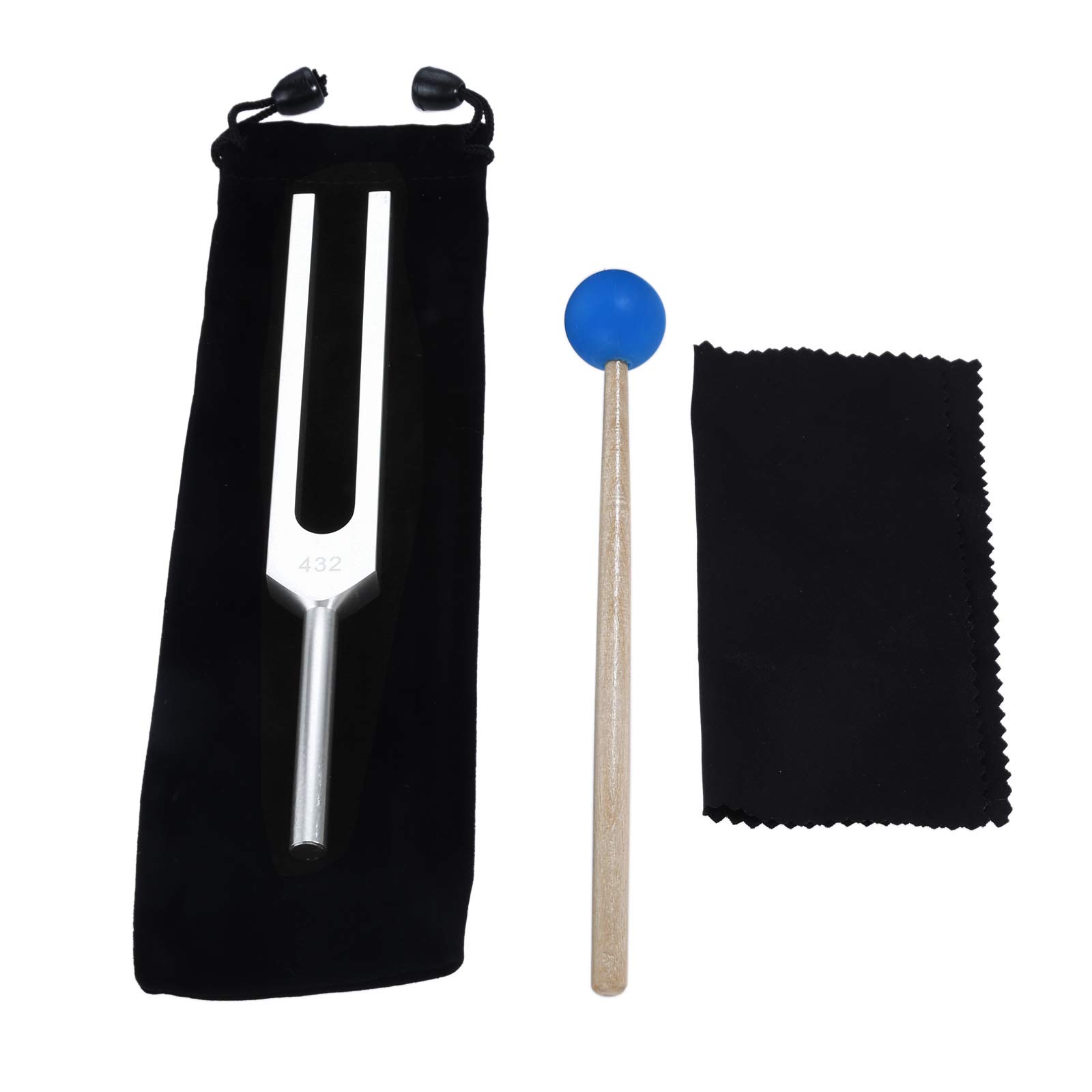 432 Hz Tuning Fork Set for Healing, Musical Instrument Tuning Forks for Chakra Balancing, Vibration, Reduce Stress, Meditation, Sound Therapy - with Silicone Hammer Bag Cleaning Cloth