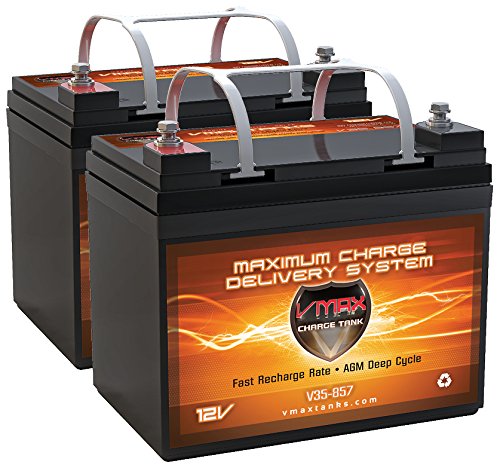 QTY 2: VMAX V35-857 Group U1 12 Volt 35AH AGM Deep Cycle Sealed Maintenance Free Battery Deep Cycle High Performance AGM Batteries (12V 35AH, GROUP U1, Two Pack)
