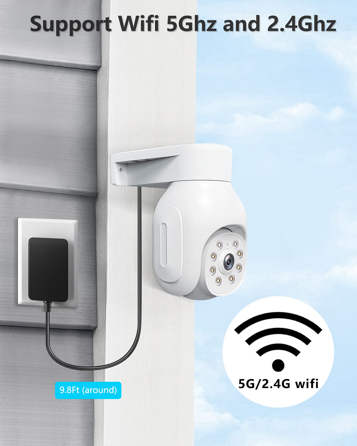5G Security Camera, 3MP HD Video Resolution, 360 Degree Outdoor Security Camera for Home Security with Motion Detection, Two-Way Audio, Auto Tracking, Preset Position, Outdoor PTZ Wifi Dome Camera