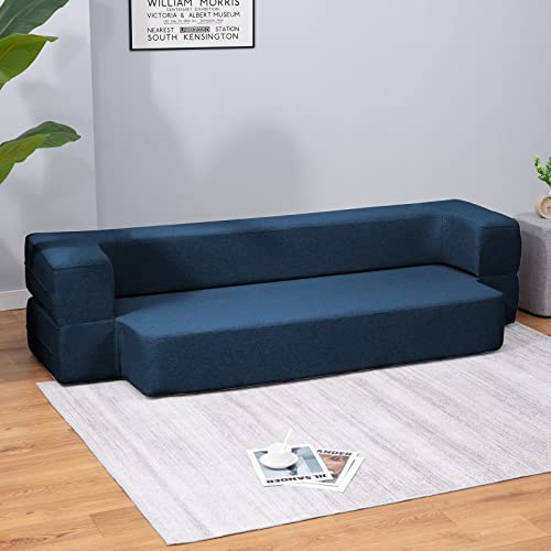 BALUS Twin Folding Sofa Bed, 8.6 Inch Floor Sofa Bed Foldable Couch, Memory Foam Futon Couch, Fold Out Sofa Bed Convertible Sleeper Sofa Bed for Living Room/Bedroom/Guest Room/Office