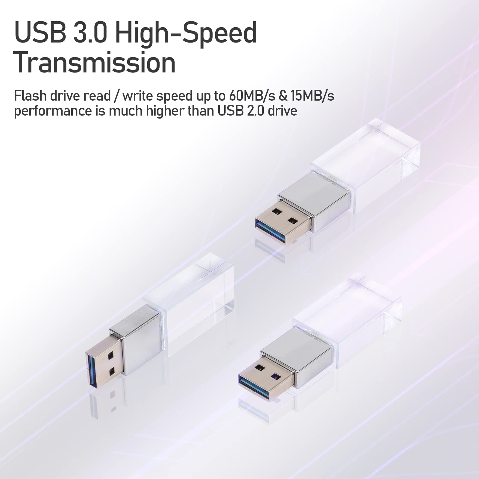 Laak 16GB New Crystal Transparent Rectangle Genuine USB Flash Drive 3.0 Wedding Gift Pendrive,Silver
