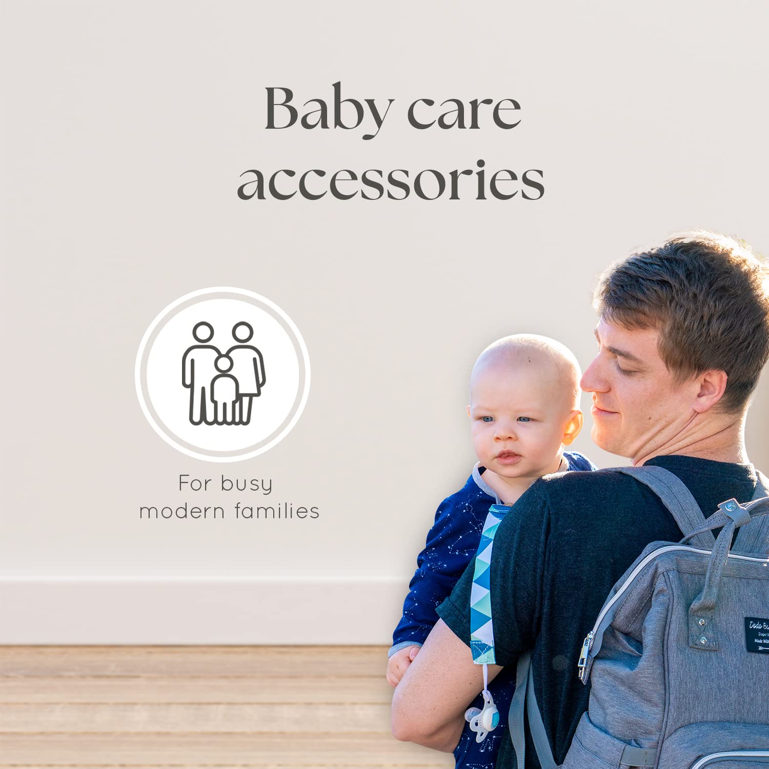 Dodo Babies Diaper Bag Backpack Set - Insulated & Waterproof Pockets - Plus Two Pacifier Clips, Binky Case & Stroller Straps (Blue/Grey)