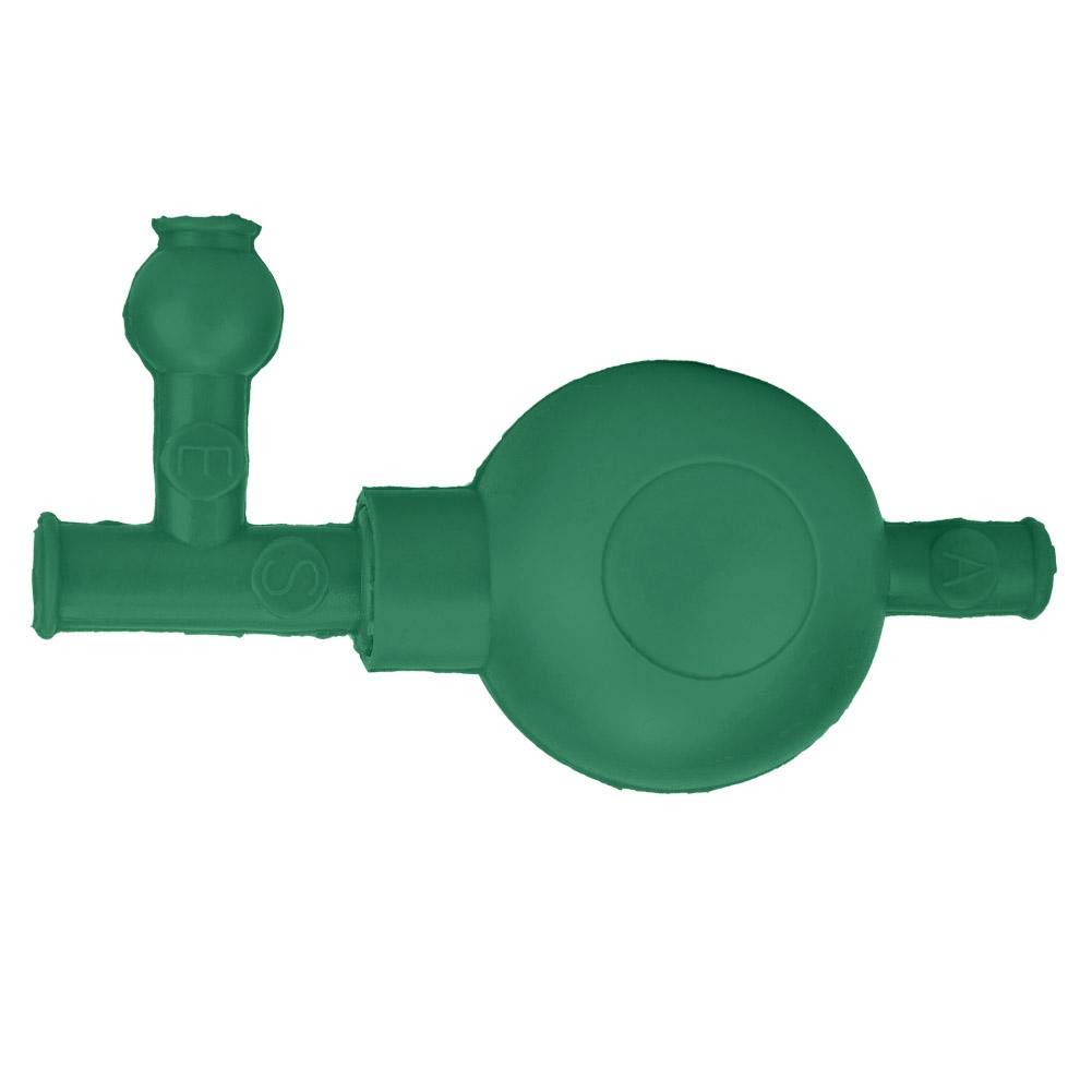 Lab Disposable Rubber Suction Bulb Pressure Quantitative Pipette Filler with 3 Valves(Green)