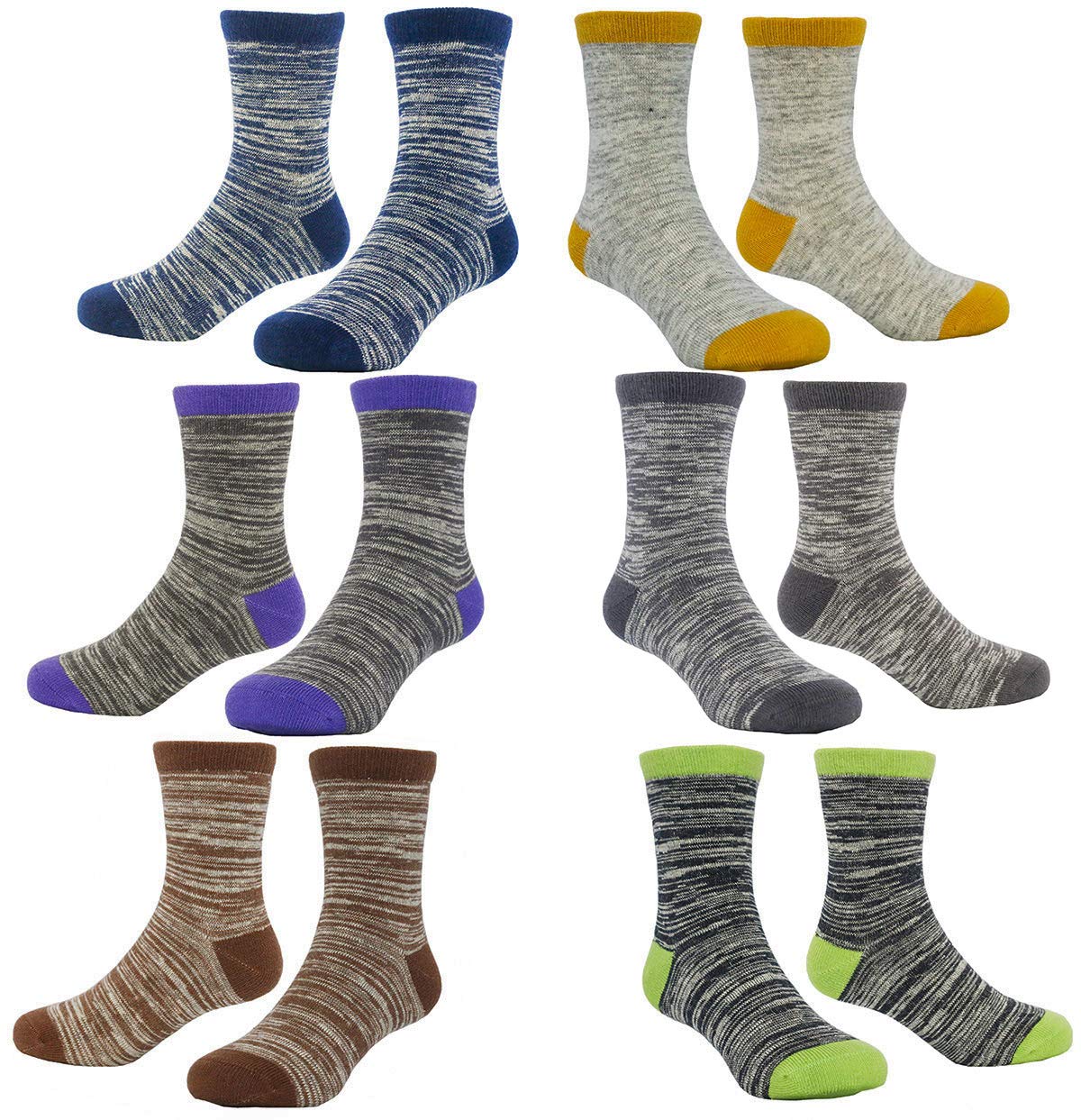 Hzcojulo Little Toddler Kids Boys Girls Fashion Cotton Socks -Assorted-6 Pairs,M/Shoe size 10.5-13/5-7Years