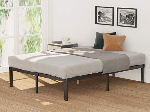 ZIORS 3500lbs Heavy Duty,14 Inch Steel & Wooden Slat Support Reinforced Platform Bed Frame,Mattress Foundation/No Box Spring Needed/Easy Assembly/Noise Free,Full/Queen/California King (King)