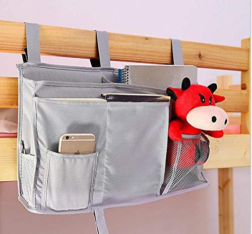 Corodo Bedside Caddy, Bedside Organizer for Dorm Bed, Bunk Bed Caddy with 8 Pockets for Baby Bed, Hospital Beds, Grey
