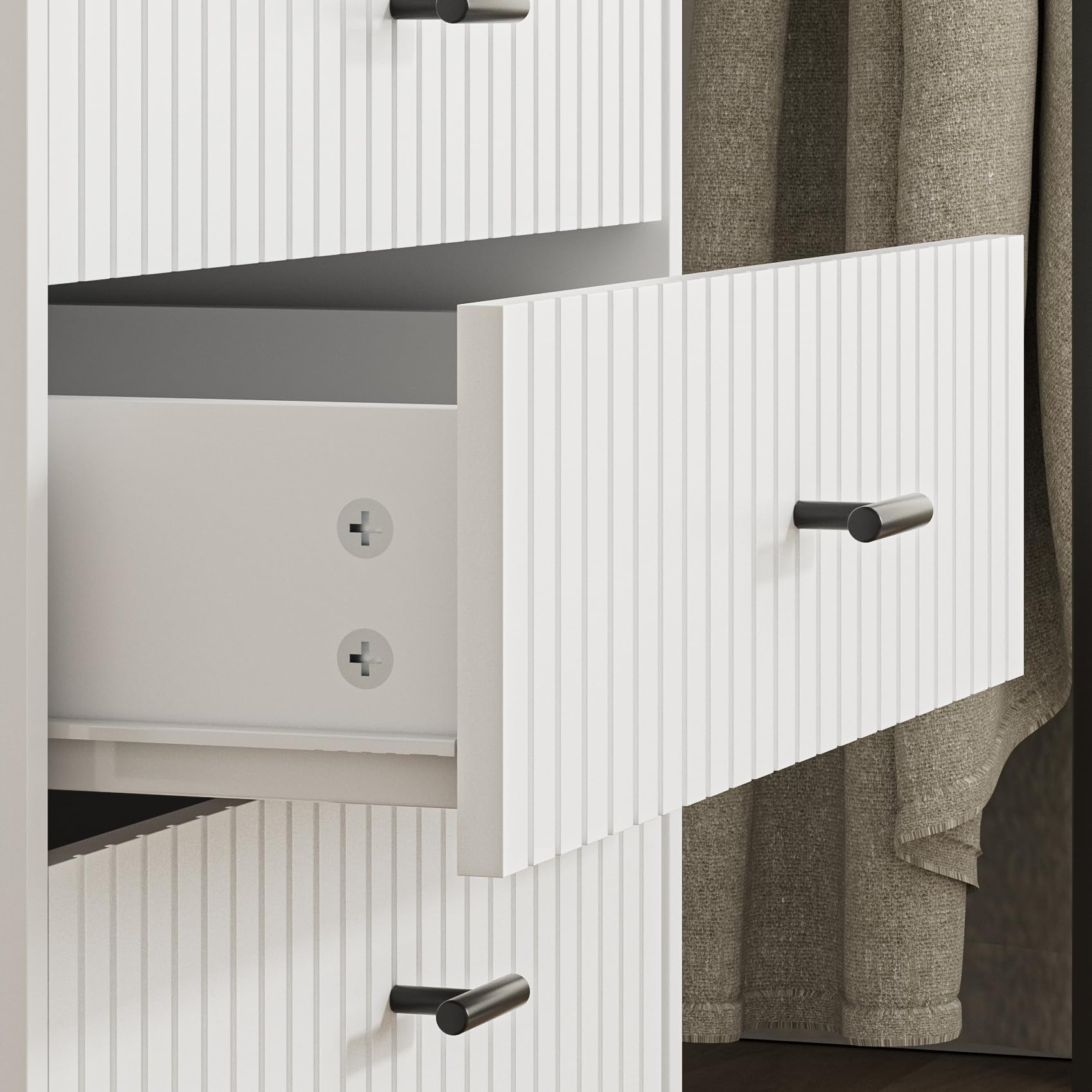 Acodaiuy Vanity Desk, Makeup Vanity Desk Black Without Mirrors or Lights Vanity Table Modern Makeup Table with Adjustable Cabinet and 5 Large Drawers, Dressing Table for Bedroom,Makeup Room, White