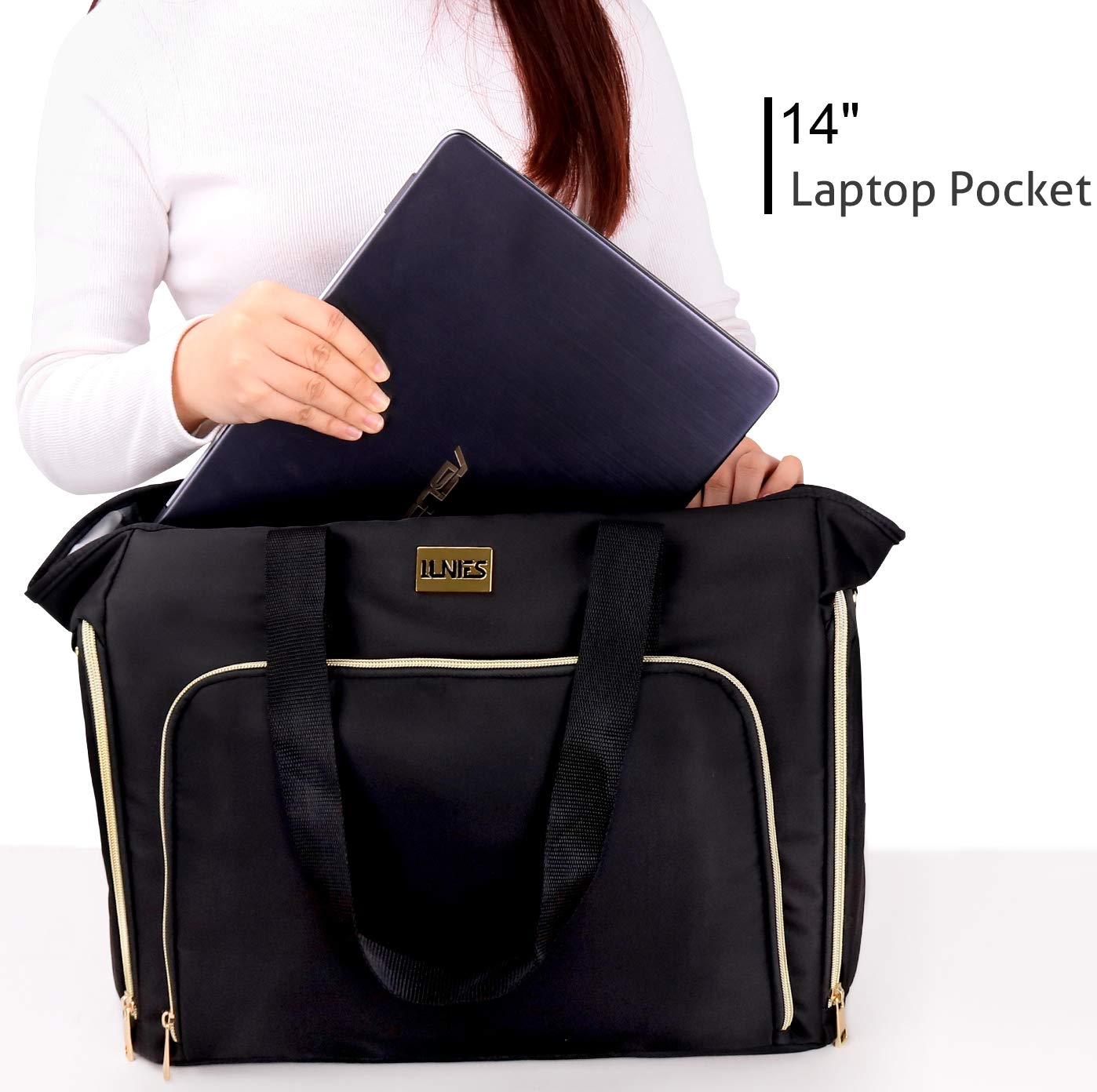 Lunies Breast Pump Bag Diaper Tote Bag, Double Layer Breastmilk Storage Bag for Travel, Large Capacity Baby Diaper Bag, Pumping Bag with Insulated Pockets