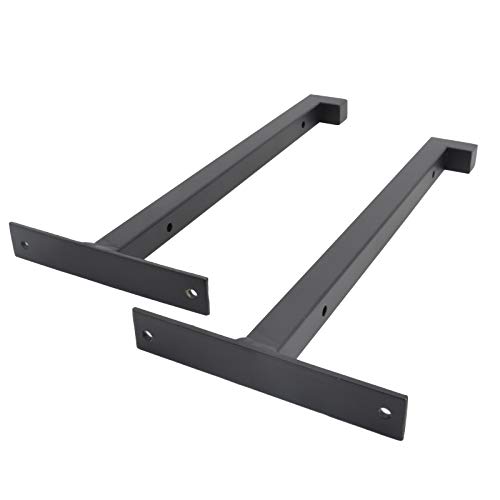 OVOV 2 Pcs Steel Heavy Duty Shelf Brackets Wall Mounted Industrial Metal Shelf Supports Matte Black 12 Inches