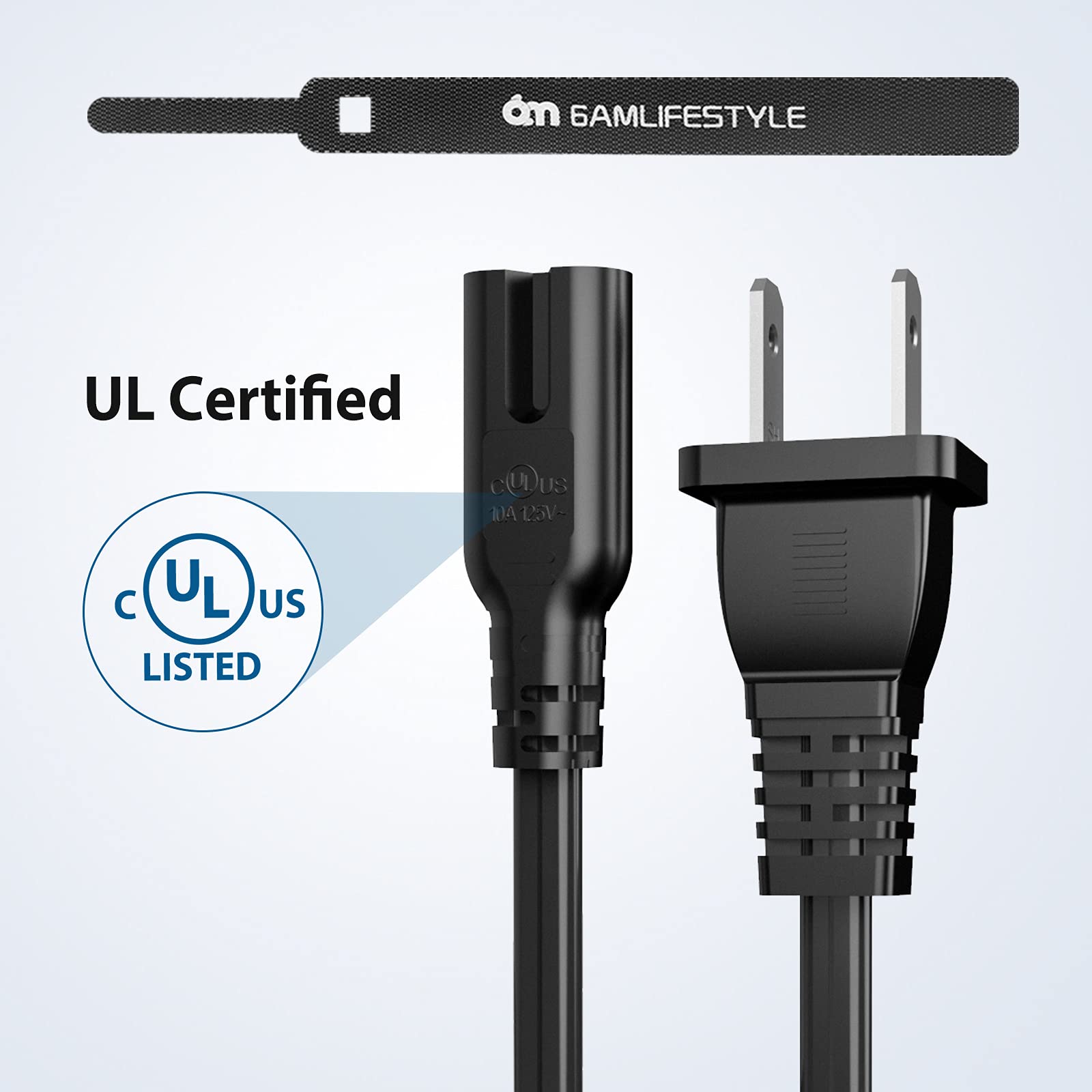 AC Power Cable Cord 6FT Comtiable with Xbox One X/S Xbox Series X/S, PS4 Slim, PS3 Slim, PS3 Super Slim, TV and more, Non-Polarized Power Supply Cord Replacement