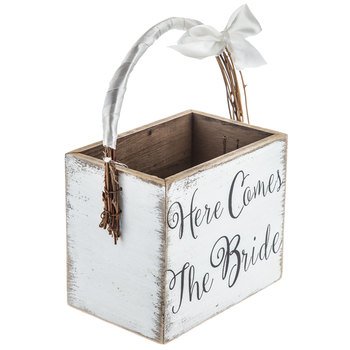 Here Comes The Bride Wood Basket Wedding Keepsake Gift