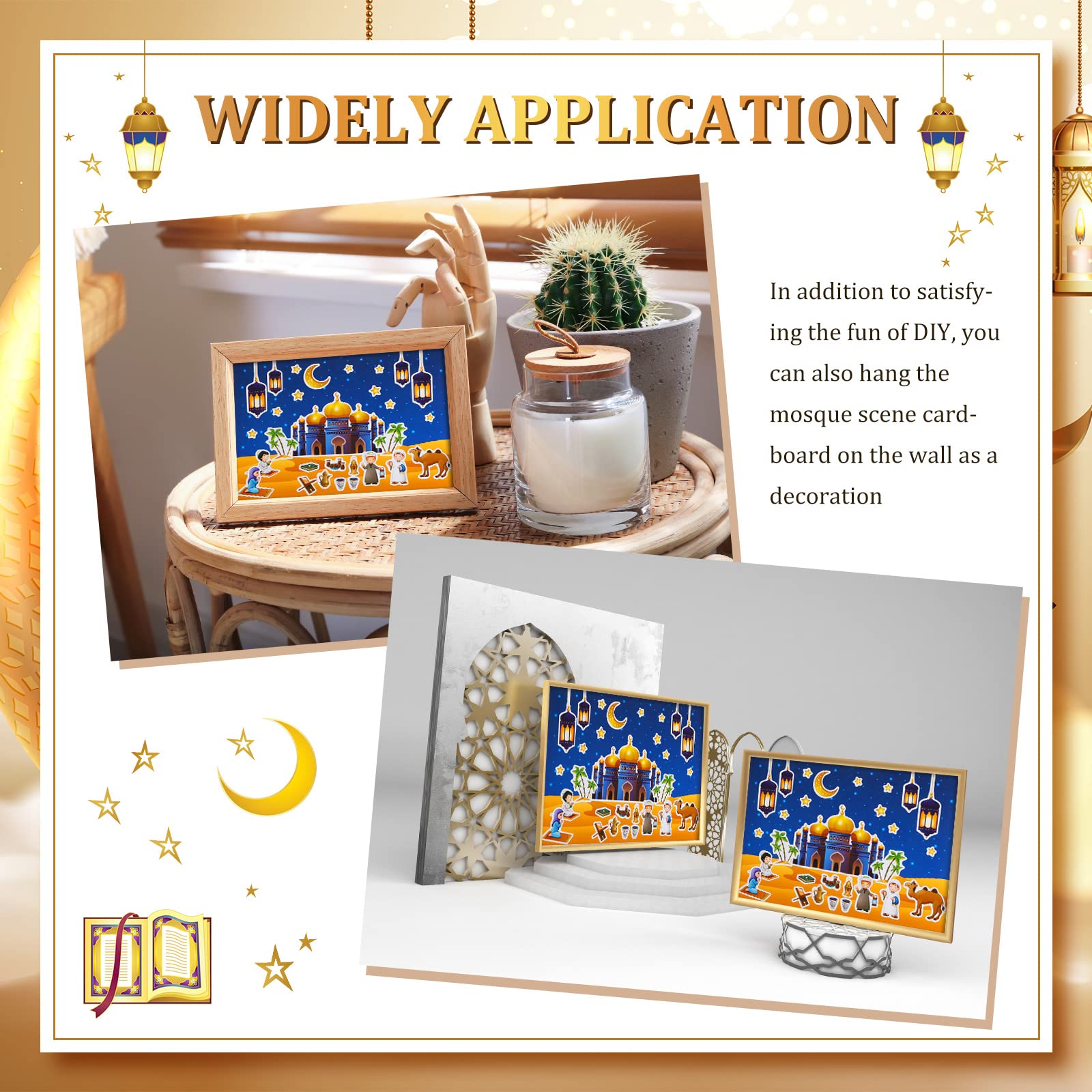 60 Sheets Eid Mubarak Stickers Eid Stickers Make a Mosque Scene Stickers DIY Ramadan Scene Sticker Eid Ramadan Sticker Eid Mubarak Craft Kits Game for Kids Classroom Activity Ramadan Art Supplies