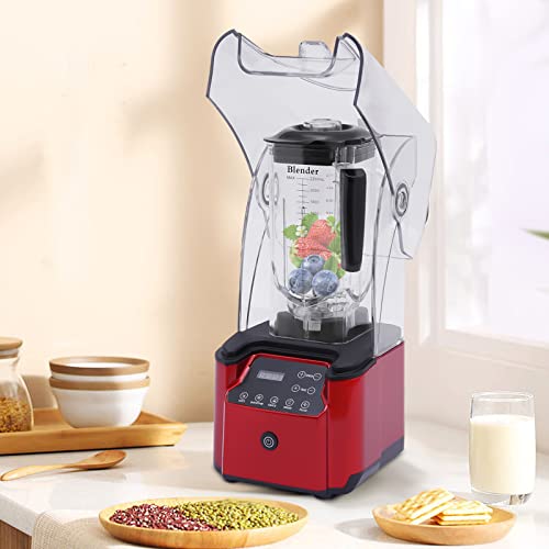 Commercial Blenders Fruit Juicer Smoothie Maker Mixer with Soundproof Cover Intelligent Touch Screen Ice Crusher for Frozen Drinks Smoothies 2.2L Heavy Duty