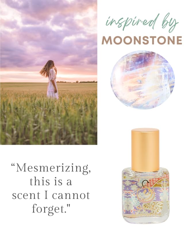 Moonstone Organic Perfume Oil Extract Roll-On by Sage- 1/4 oz, Vegan & Cruelty-Free, Floral Scent, Gardenia, Paperwhites, Stargazer Lily