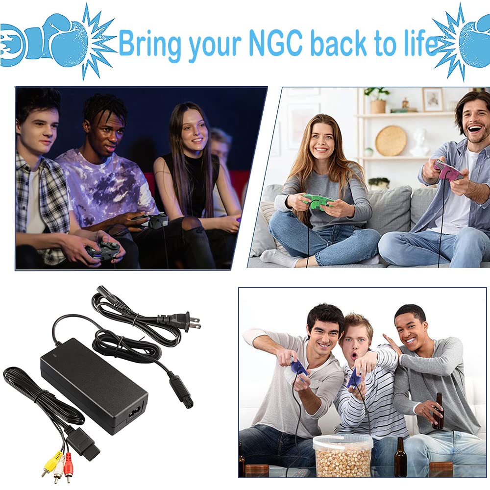 AC Power Supply for Gamecube, AV Composite Cable Cord Compatible with Gamecube NGC Console