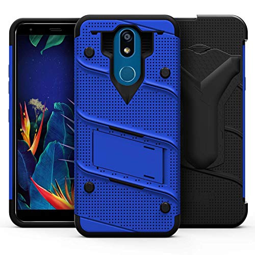 ZIZO Bolt Series LG K40 Case | Military-Grade Drop Protection w/ Kickstand Bundle Includes Belt Clip Holster LG Harmony 3 Blue