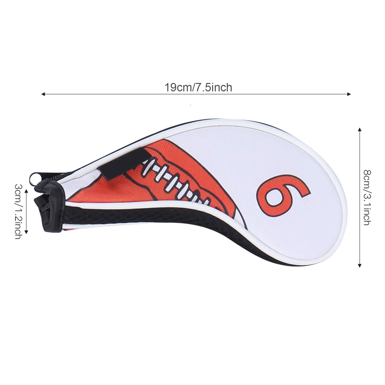 9 Sets of Iron Golf Club Covers, Leather Deluxe Club Head Set Iron Club Head for Irons (red)