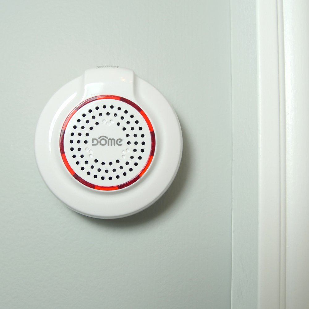 Dome Home Automation Wireless Z-Wave Battery-Powered Home Security Siren and Chime,