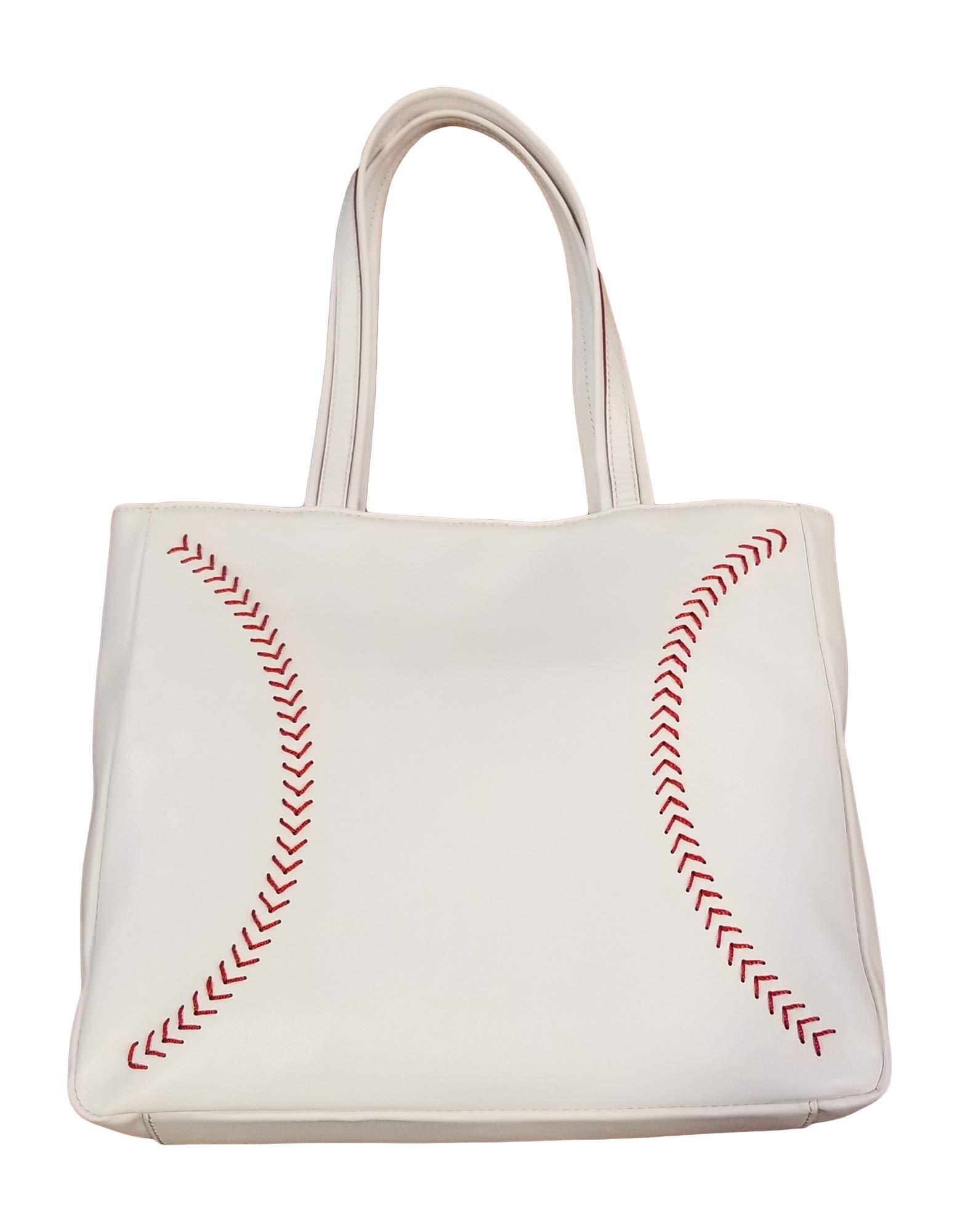 BallPark Leather White Leather Baseball Seam Purse