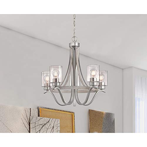 Westinghouse Lighting 6576900 Barnwell Five-Light Indoor Chandelier, Antique Ash and Brushed Nickel Finish with Clear Seeded Glass
