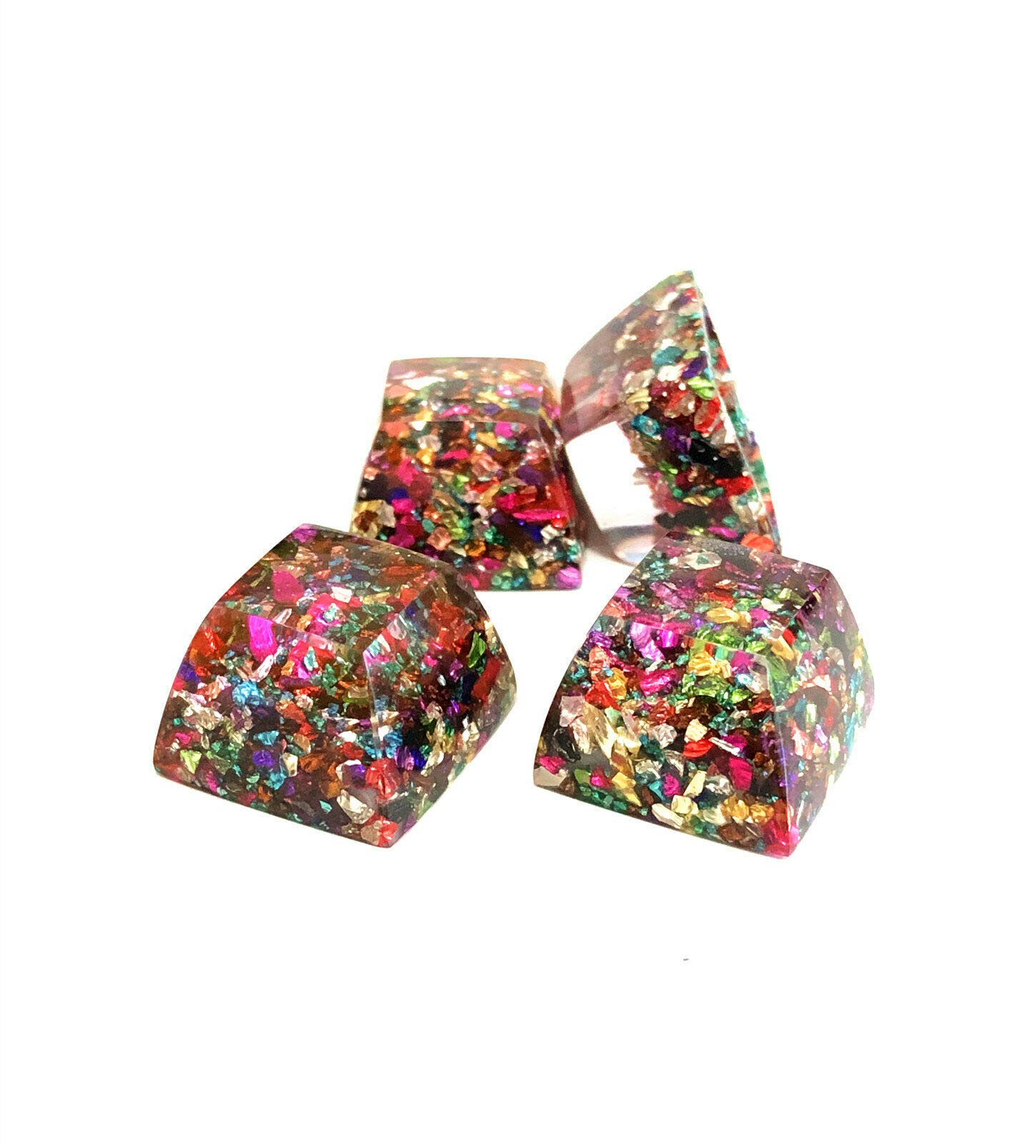 Handmade DSA Shinning Gem Resin Sequined Keycap OEM Profile for Cherry MX RGB Switch Gaming Mechanical Keyboards