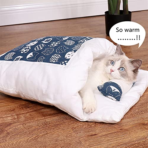BECTAN cat Sofa Cat Bed Winter Removable Warm Cat Sleeping Bag Deep Sleep Pet Dog Bed House Cats Nest Cushion with Pillow Cat Supplies (Color : Pink ice Cream, Size : L)