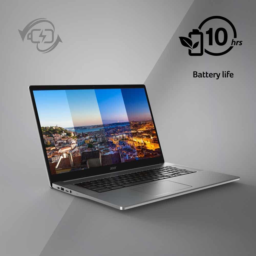 acer 2023 Newest Chromebook 317 Laptop | Intel Celeron N4500 | 17.3" Full HD IPS Display | 4GB LPDDR4X | 128GB eMMC + 256GB Micro SD Card | Chrome OS, Silver