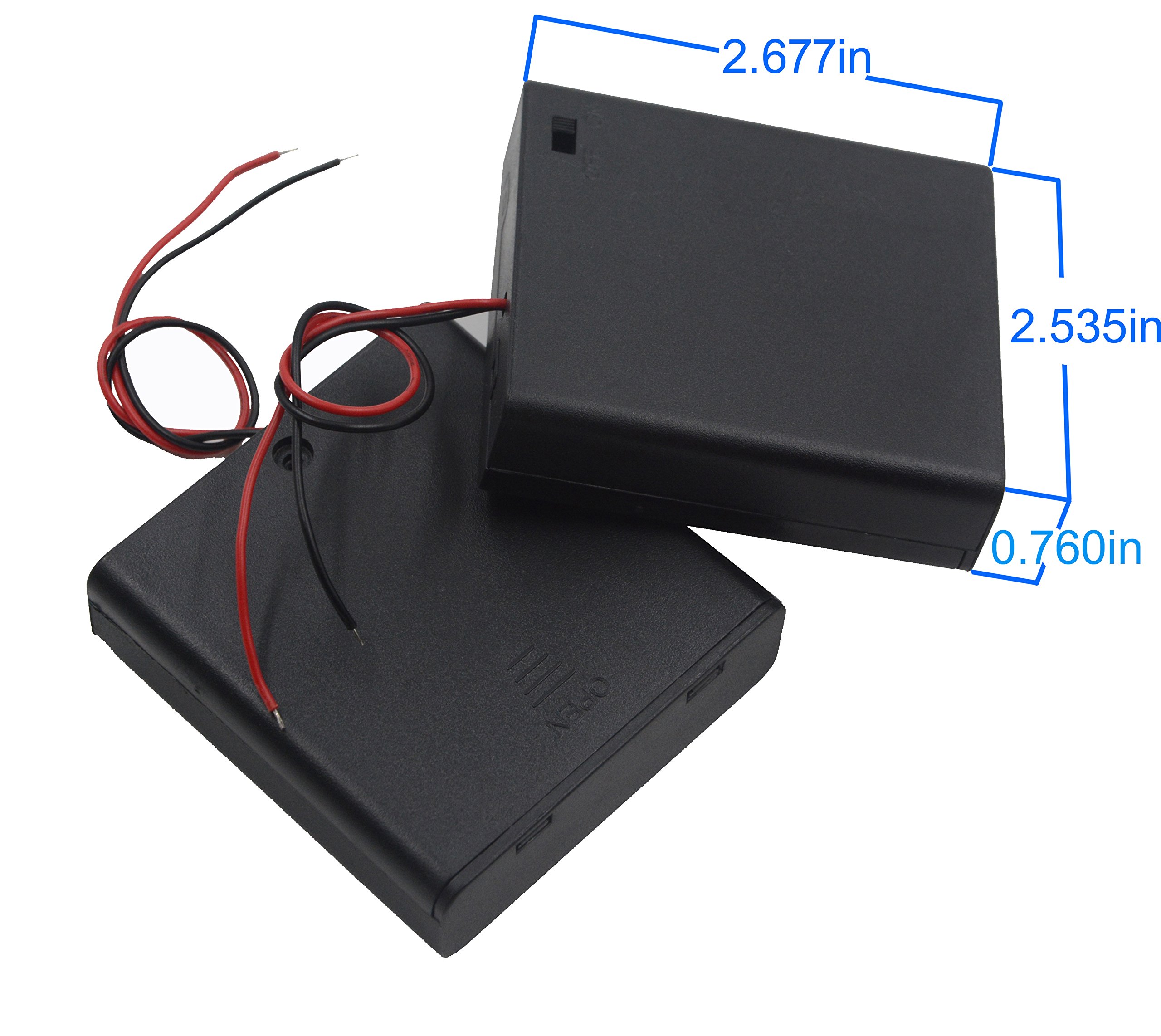 LampVPath (Pack of 2 4 AA Battery Holder with Switch, 6V Battery Holder with Switch, 4X 1.5V AA Battery Holder with Leads and Switch