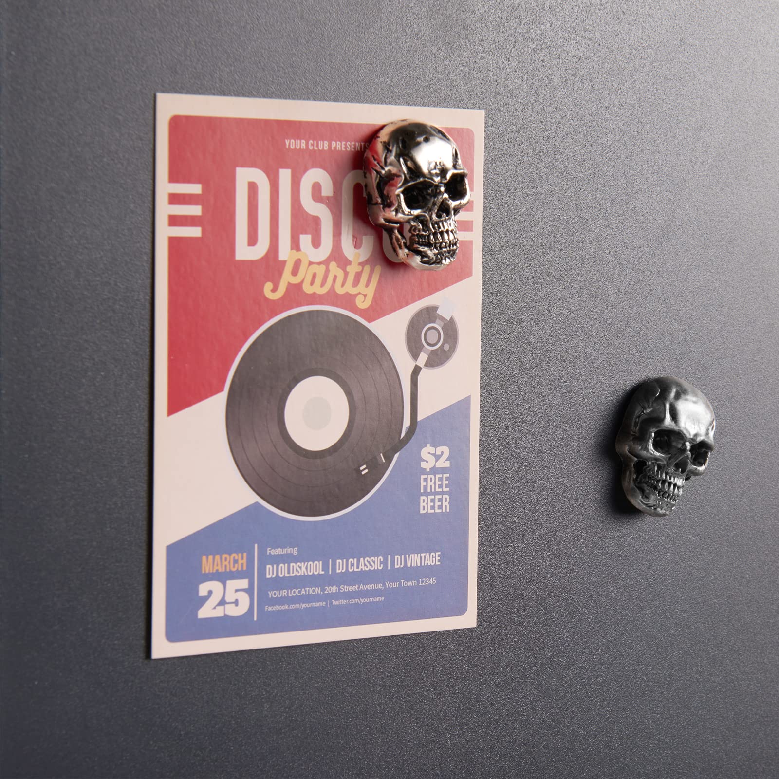6 Pcs Skull Refrigerator Magnets,Cool,Strong,Cute,Funny Goth Fridge Magnets for Adults, for Kitchen Decor,Office Whiteboards, and Lockers, Pins for Maps, Calendars, Files, Notes, and Photos (Black)