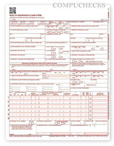 Compuchecks New Cms 1500 Claim Forms - Hcfa (Version 02/12) (500 Sheets), 7106