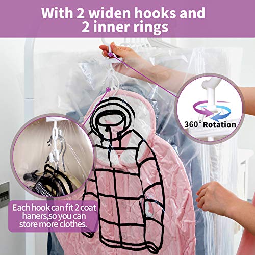 Meetall 4Pack Hanging Vacuum Storage Bag Reusable Space Saver Compressed Bag with Hangers.2pcs in 26.3x35.4inch(67x90cm) and 2pcs in 26.3x43.3inch (67x110cm).Work with Any Vacuum Cleaner.