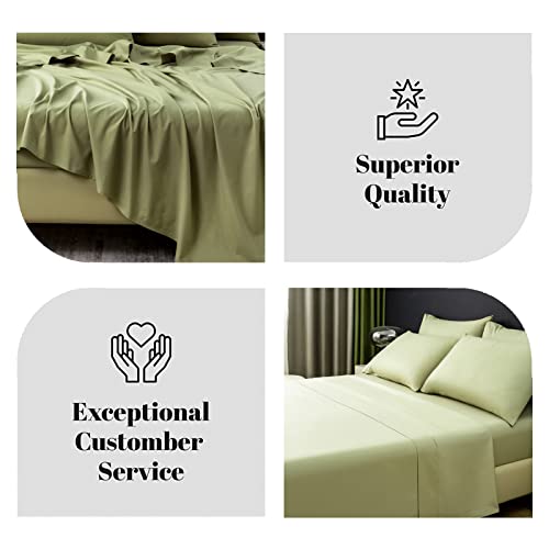 Bedlifes California King Sheet Sets- Cooling Sheets-Ultra Soft-Silky-Breathable-Deep Pocket- 1800 Series Bedding Set Microfiber Bed Sheets Sage Green Cal King 6 Pieces