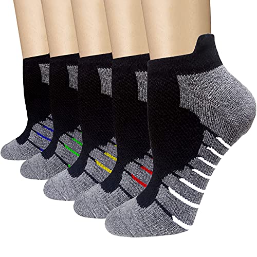 5 Pairs Copper Compression Ankle Socks Women & Men Sport Plantar Fasciitis Arch Support - Best For Athletic &Travel