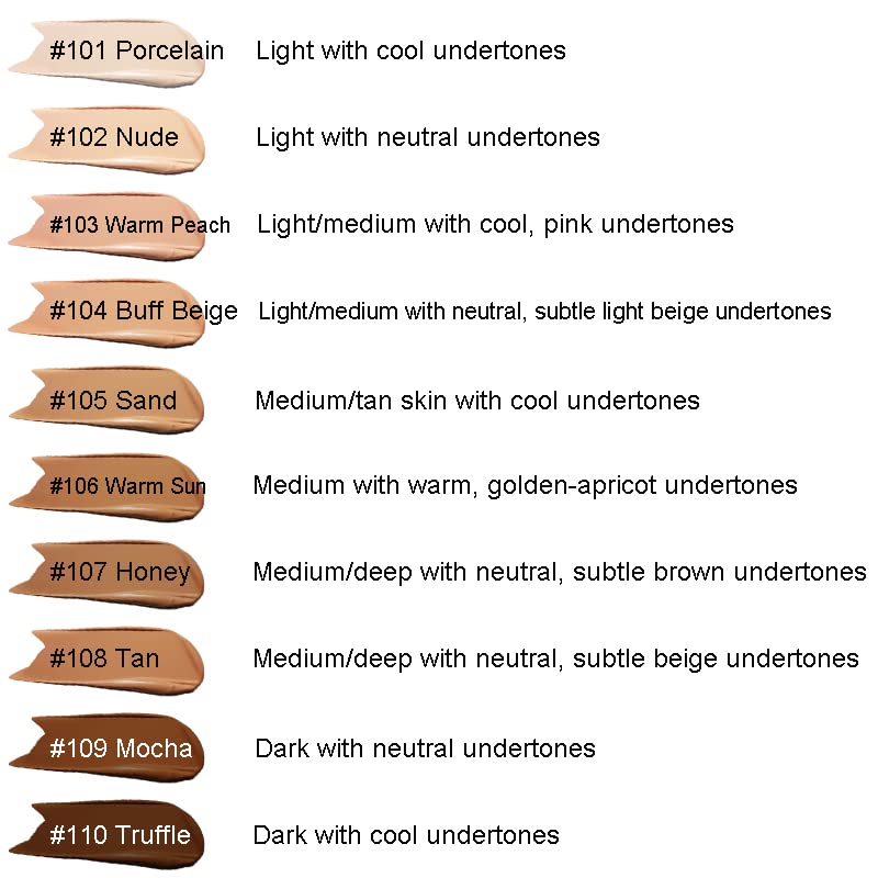 ABRUS® - PHOERA Foundation, Full Coverage Foundation, Soft Matte, Oil Control Concealer, Foundation Makeup Face Make up Long Lasting 24HR Waterproof 30ml (1 Piece - 102 Nude)