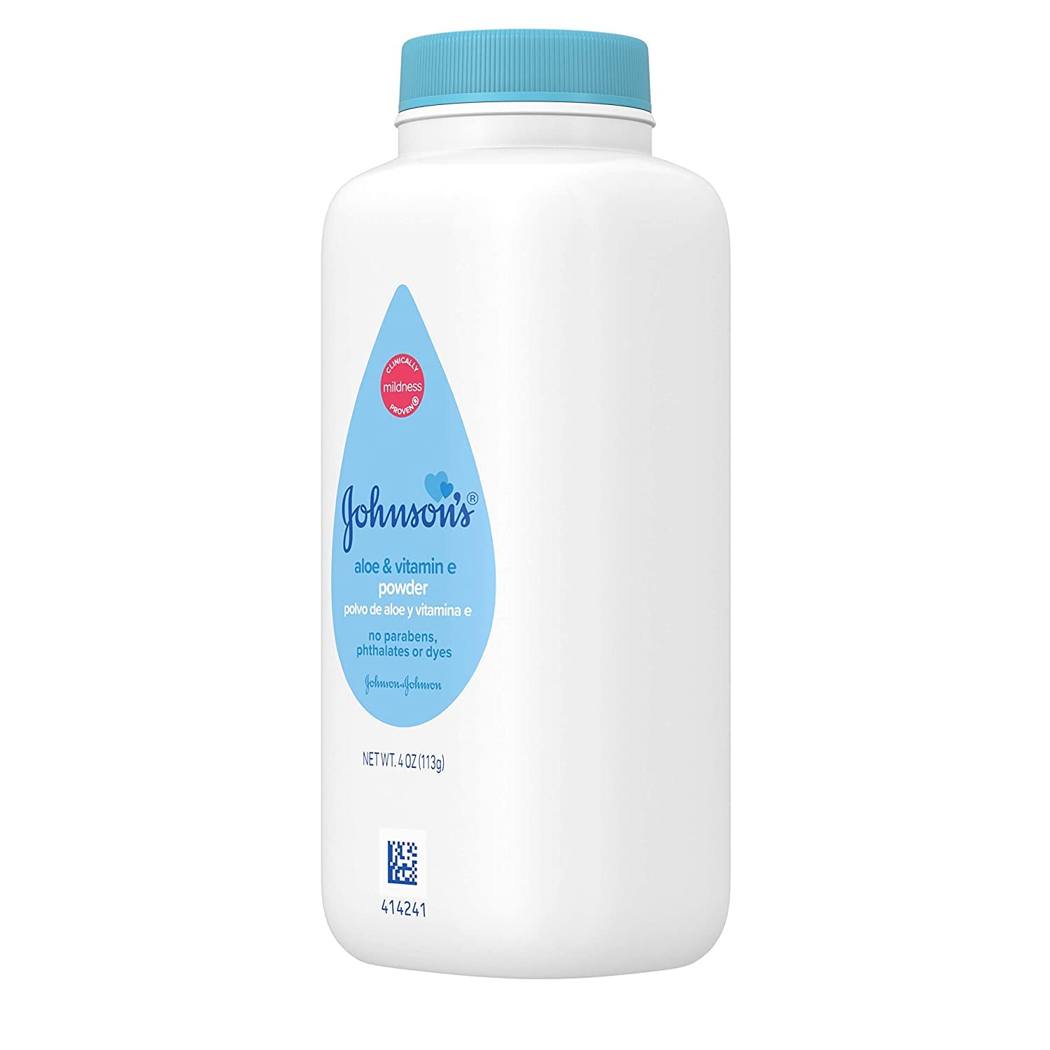 Johnson's Baby Powder with Naturally Derived Cornstarch Aloe & Vitamin E, Hypoallergenic, 4 oz