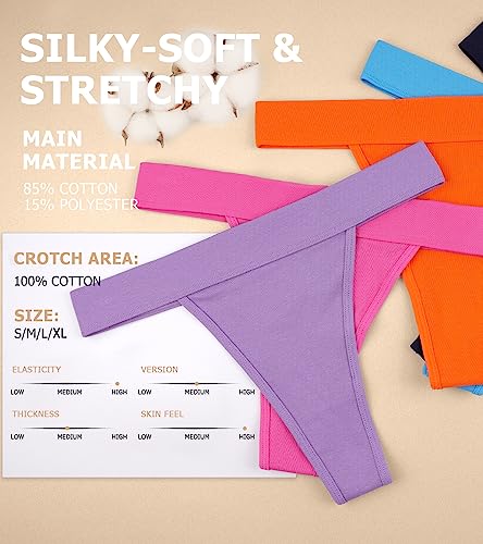chahoo High Waisted Thong Womens Seamless Cotton Underwear No Show Panties Thongs Breathable Underwear for Women 5 Pack S-XL